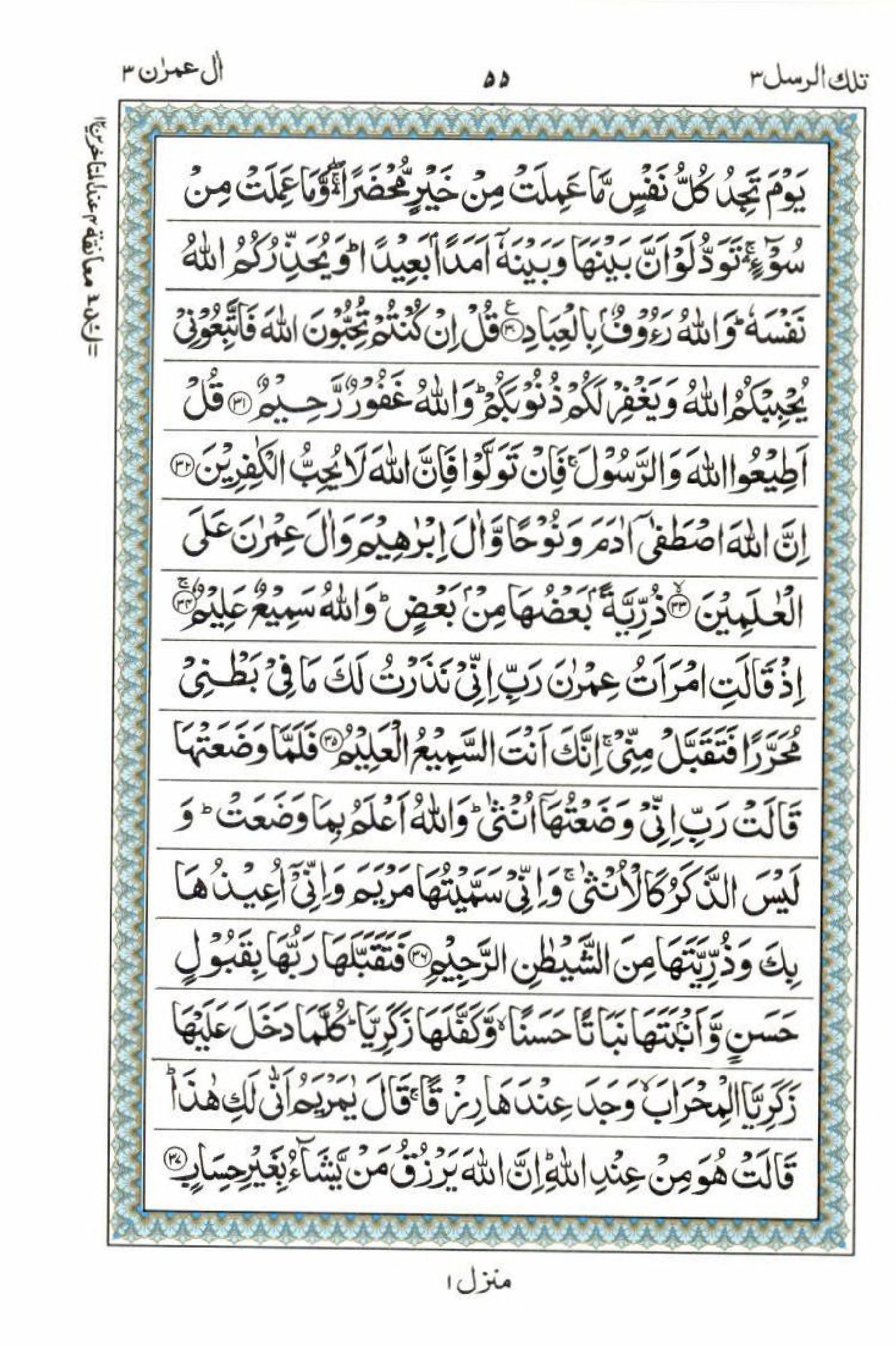 Read 15 Lines Quran, Part / Chapter / Siparah 3 Page 55, Free Quran ...